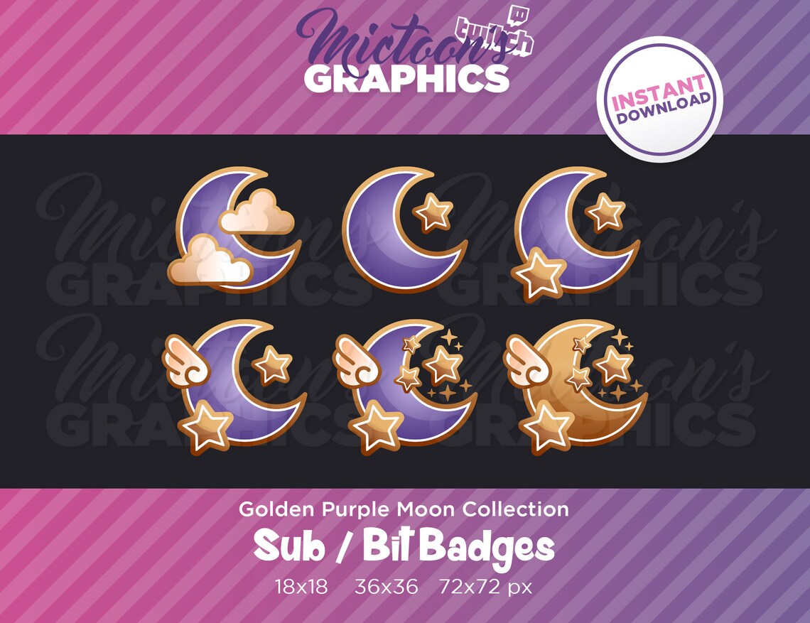 Twitch Moon Sub Badges / Bit Badges / Streamer Graphics / - Etsy