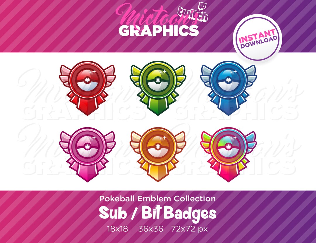 Twitch Pokeball Emblem Collection / Sub Badges / Bit Badges ...