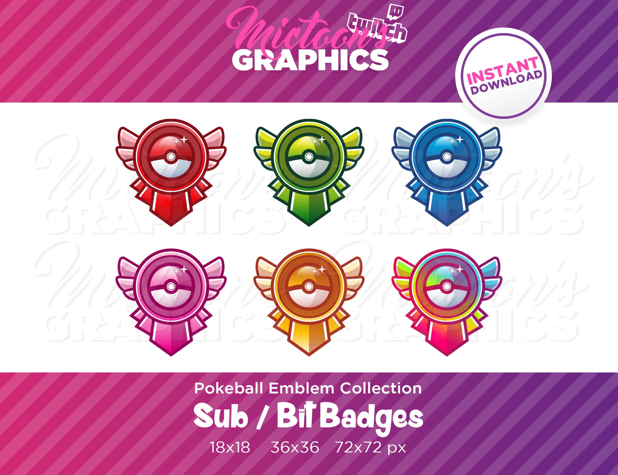 Twitch Pokeball Emblem Collection / Sub Badges / Bit Badges ...
