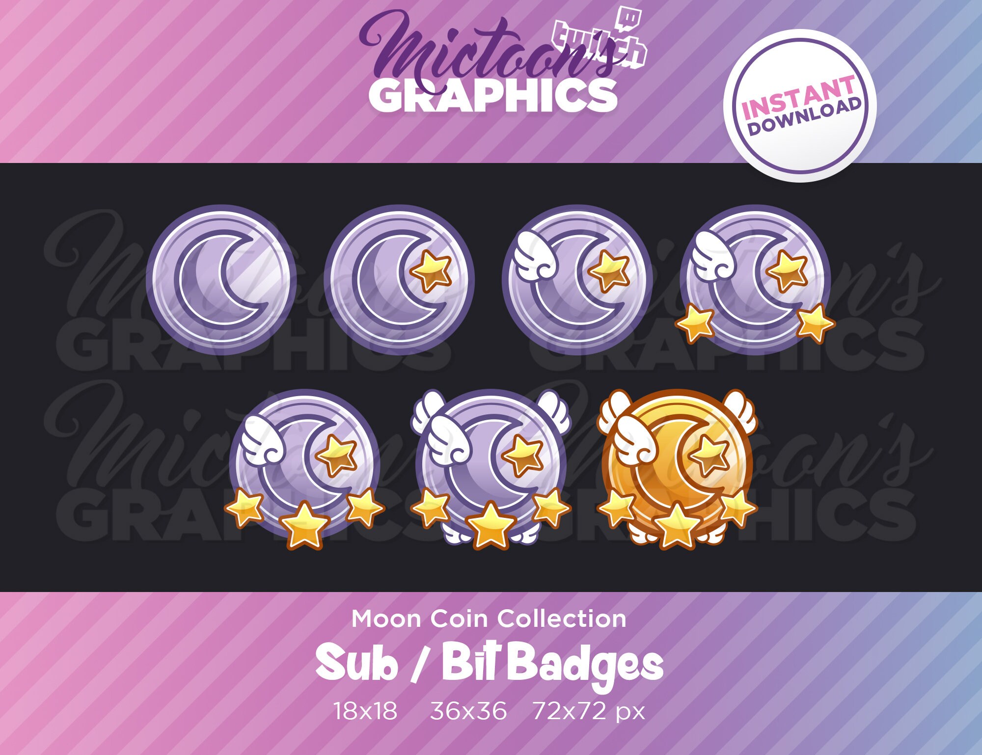 Twitch Moon Sub Badges / Bit Badges / Streamer Graphics / Discord ...