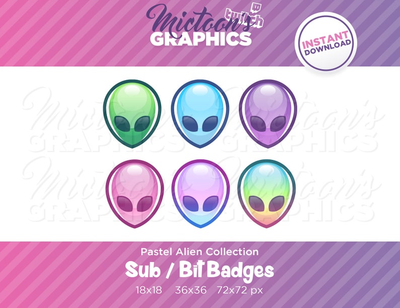 Twitch Alien Sub Badges / Cheer Bit Badges / Streamer Graphics ...