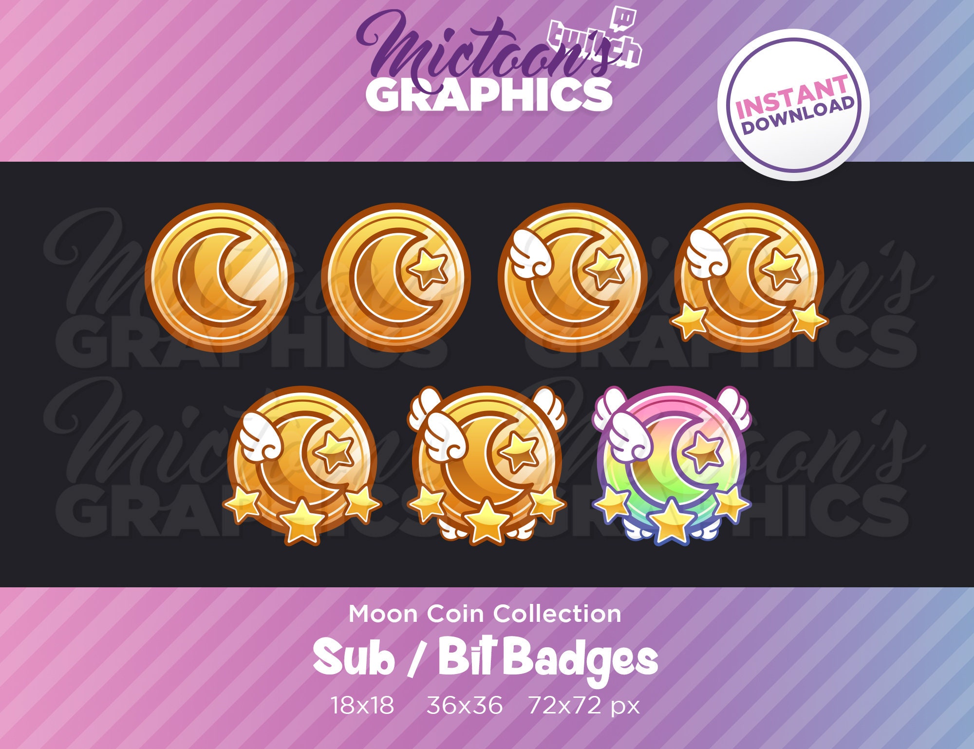 Twitch Moon Sub Badges / Bit Badges / Streamer Graphics / Discord ...