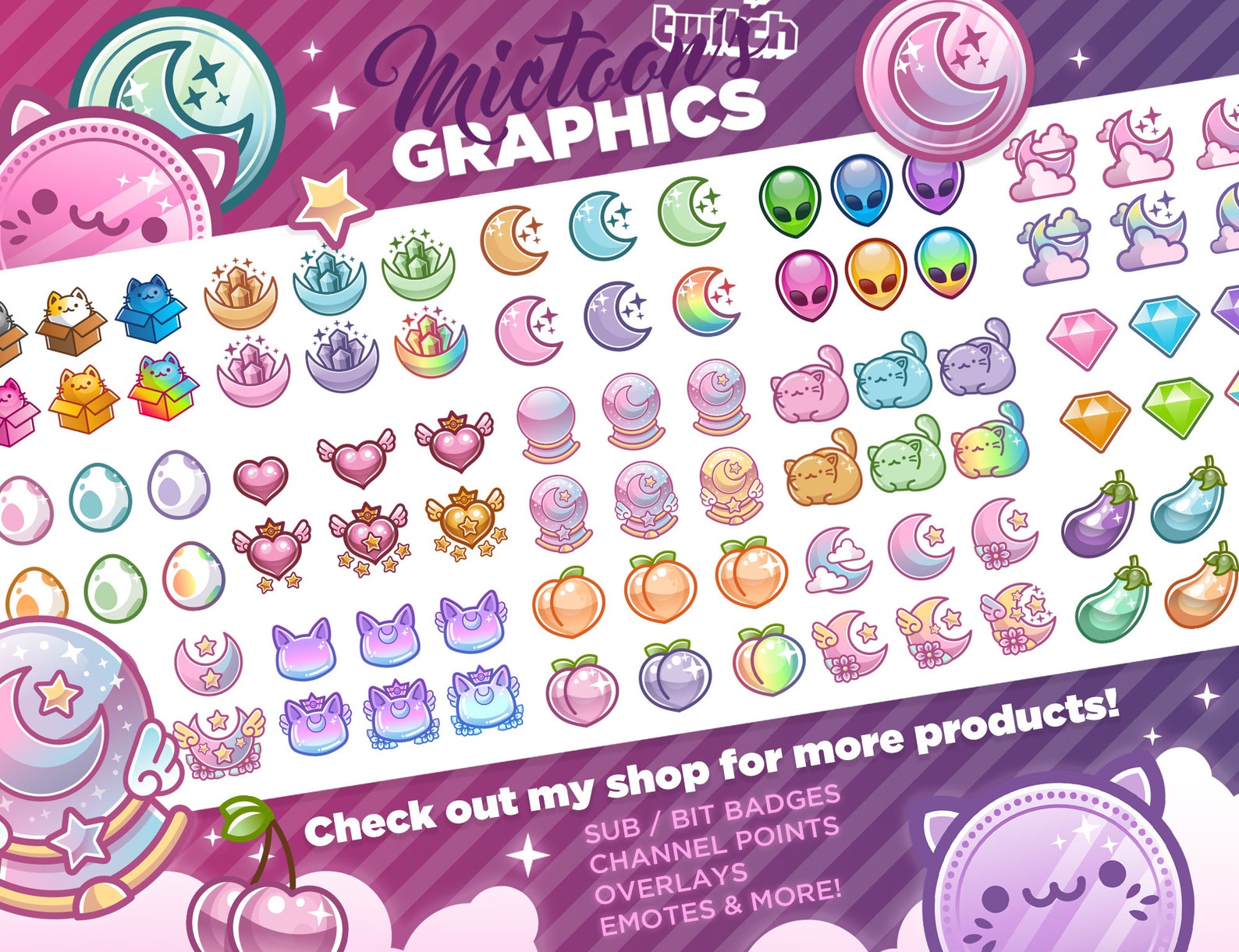 3 X Twitch Cat Angel Wings Emotes / Streamer Graphics / Discord / Gamer ...