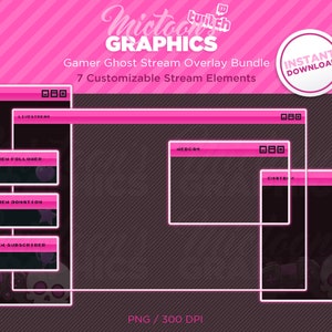 Twitch Gamer Ghost Stream Overlay / Kawaii / Cute / Streamer Graphics ...