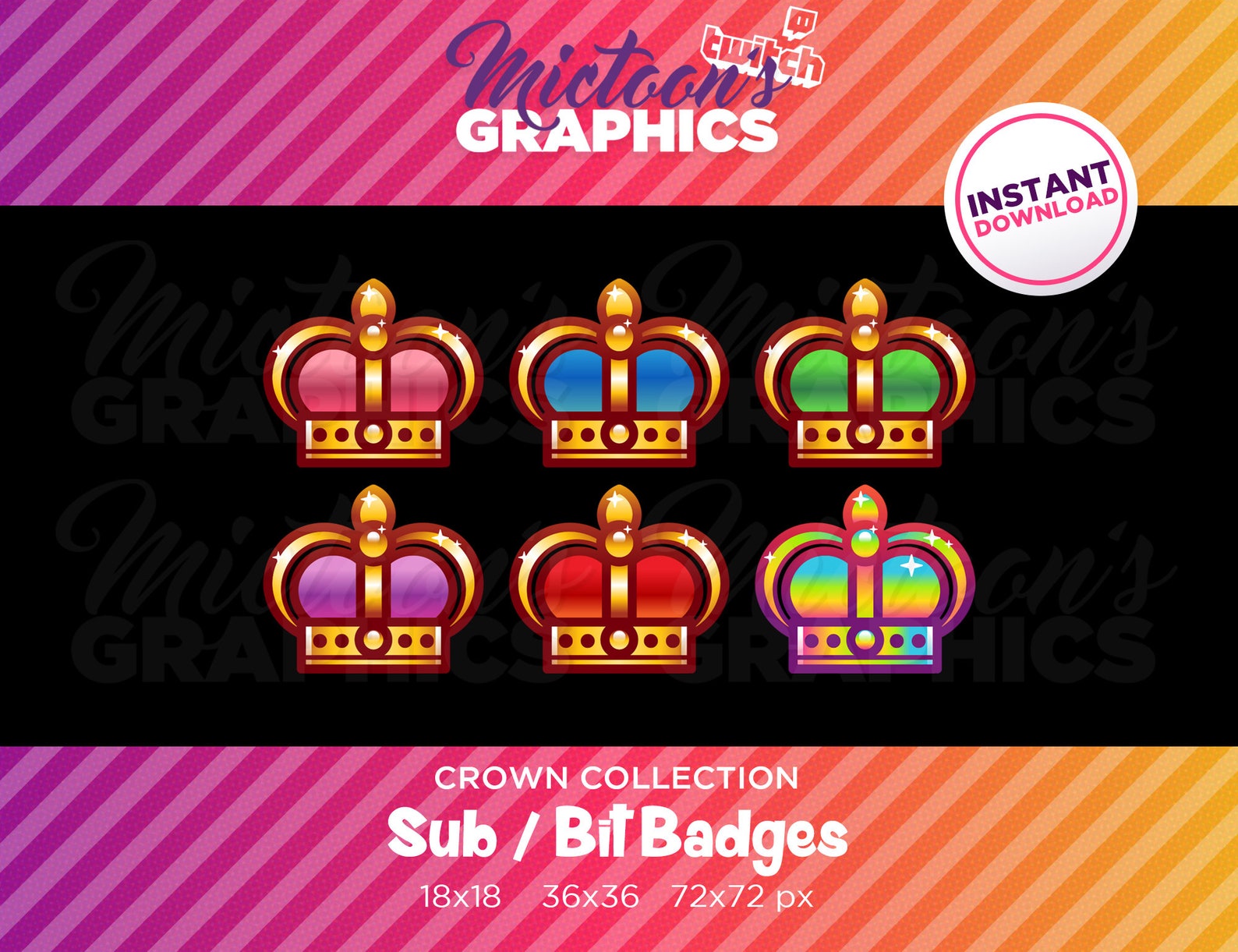 Twitch Crown Collection Badges / Bit Badges / Streamer Graphics ...
