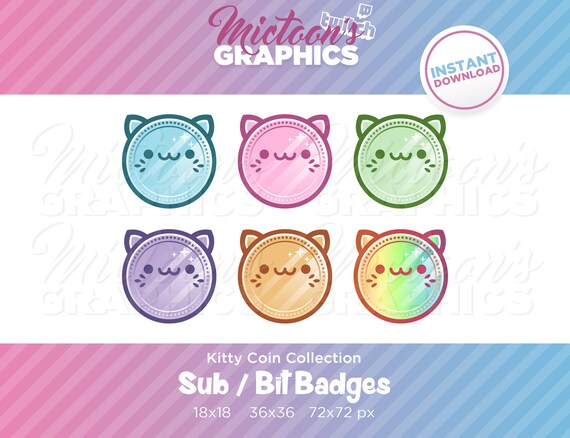 Twitch Kitty Cat Coin Collection Sub Badges / Bit Badges / - Etsy