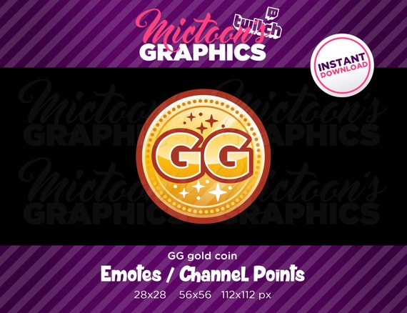Drawing & Illustration Gaming Channel Point Twitch GG Gold Coin Emote ...