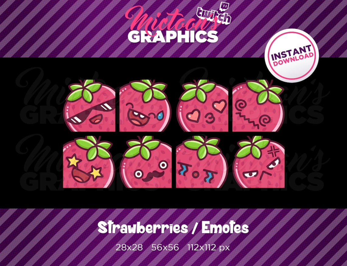 Twitch Kawaii Strawberry / Emote / Streamer Graphics / Discord - Etsy ...
