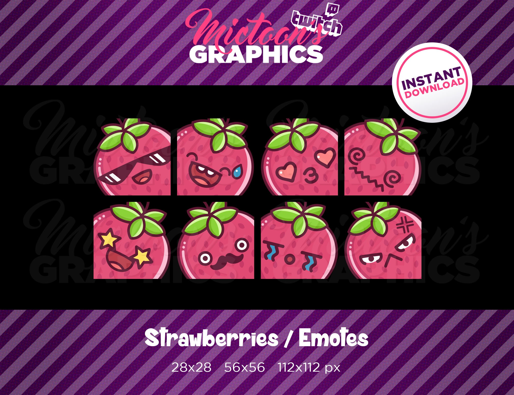 Twitch Kawaii Strawberry / Emote / Streamer Graphics / Discord - Etsy UK