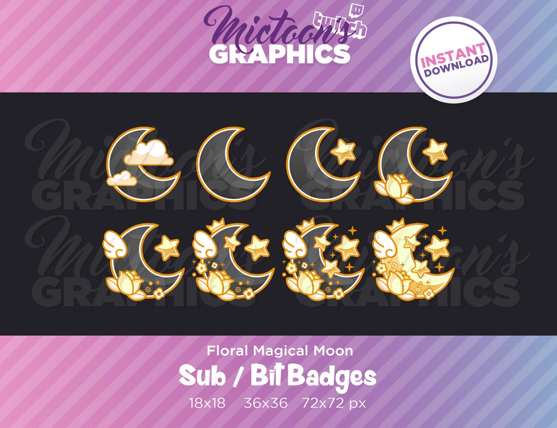 Twitch Moon Sub Badges / Bit Badges / Streamer Graphics / - Etsy