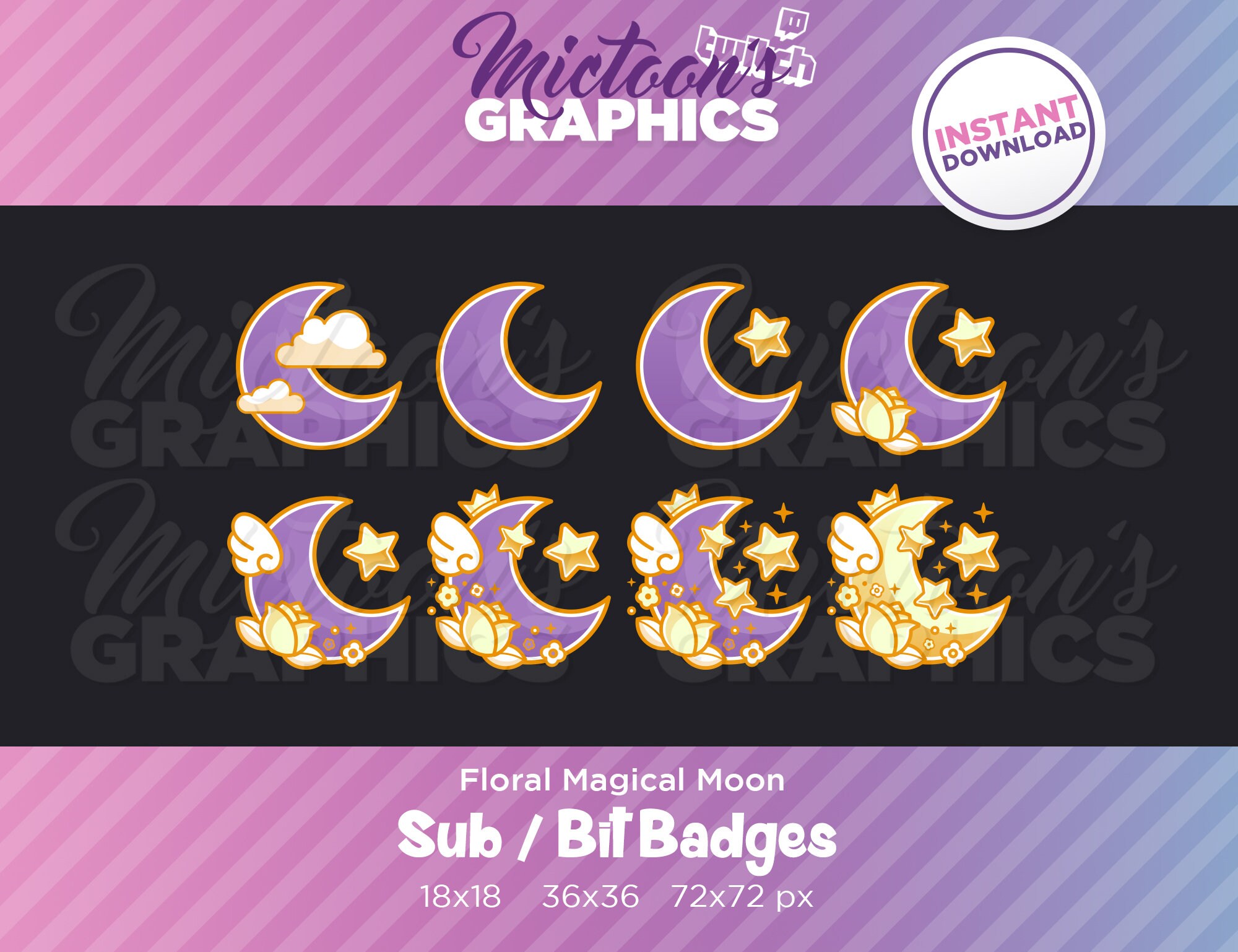 Twitch Moon Sub Badges / Bit Badges / Streamer Graphics / Discord ...
