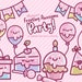 Kawaii Cute Birthday Cake Party Clipart - EPS & PNG - Illustrations for ...