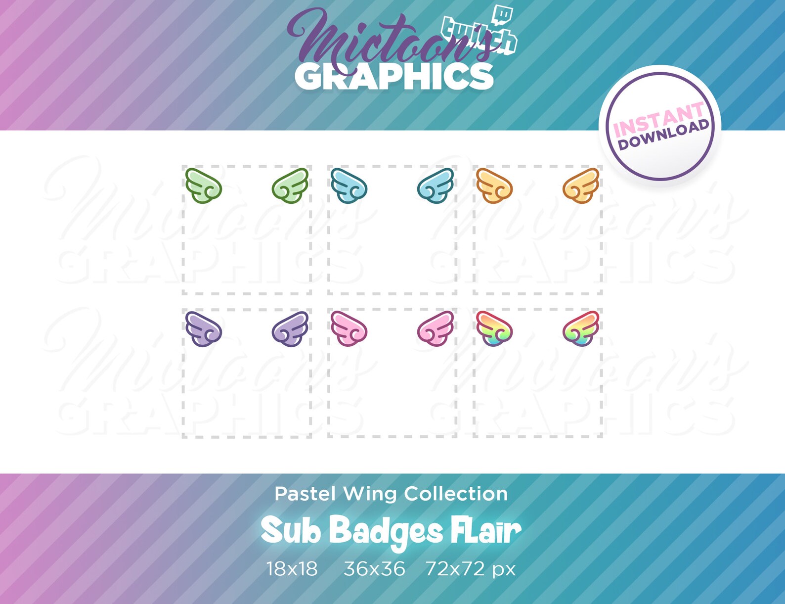 Twitch Sub Badge Flair / Wings / Streamer Graphics / Gamer / Aesthetic ...