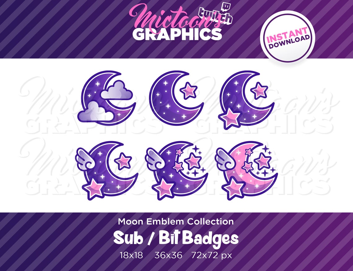 Twitch Moon Sub Badges / Bit Badges / Streamer Graphics / - Etsy