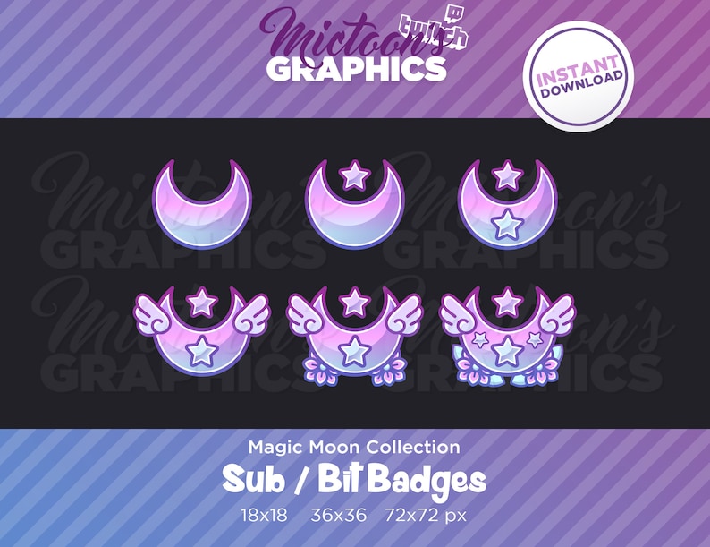 Twitch Moon Sub Badges / Bit Badges / Streamer Graphics / Discord ...