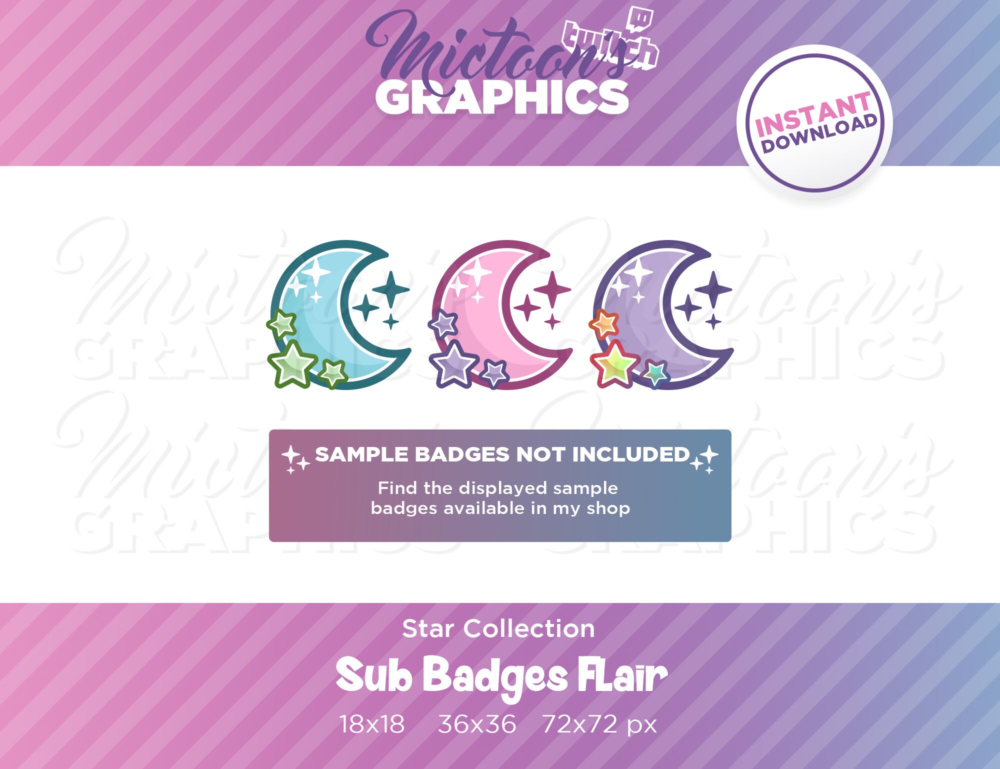 Twitch Sub Badge Flair / Stars / Streamer Graphics / Gamer / - Etsy