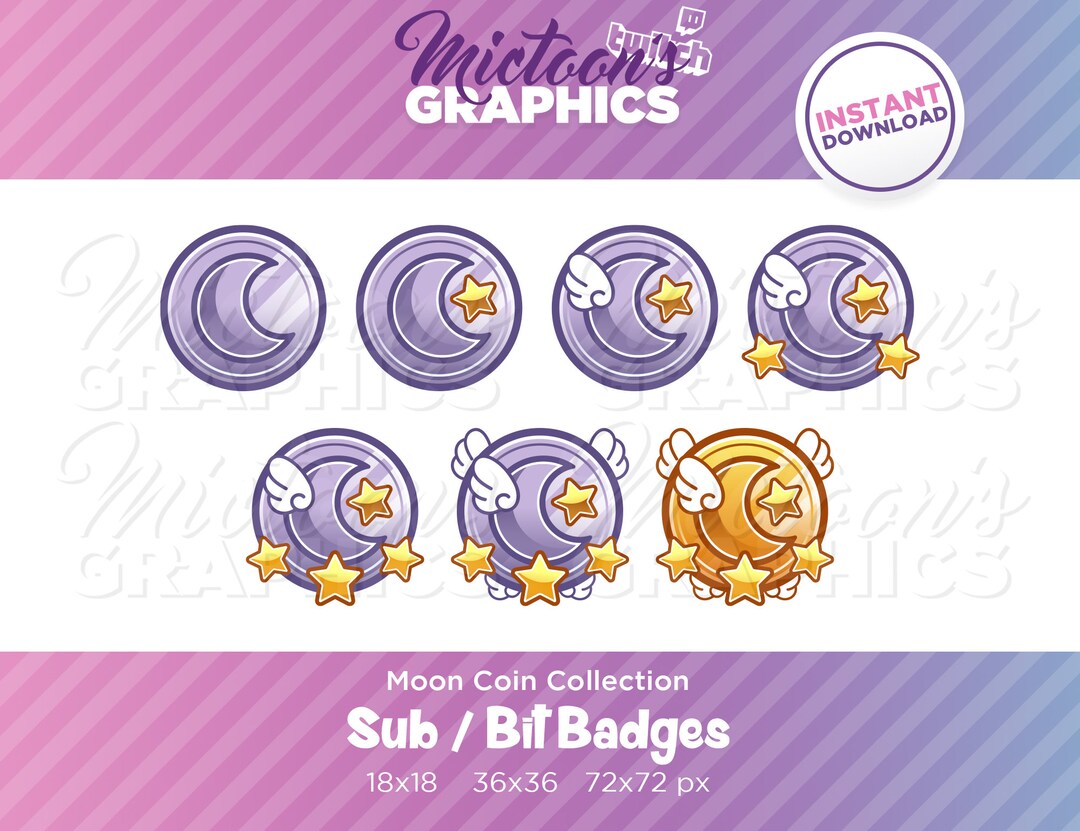 Twitch Moon Sub Badges / Bit Badges / Streamer Graphics / Discord ...