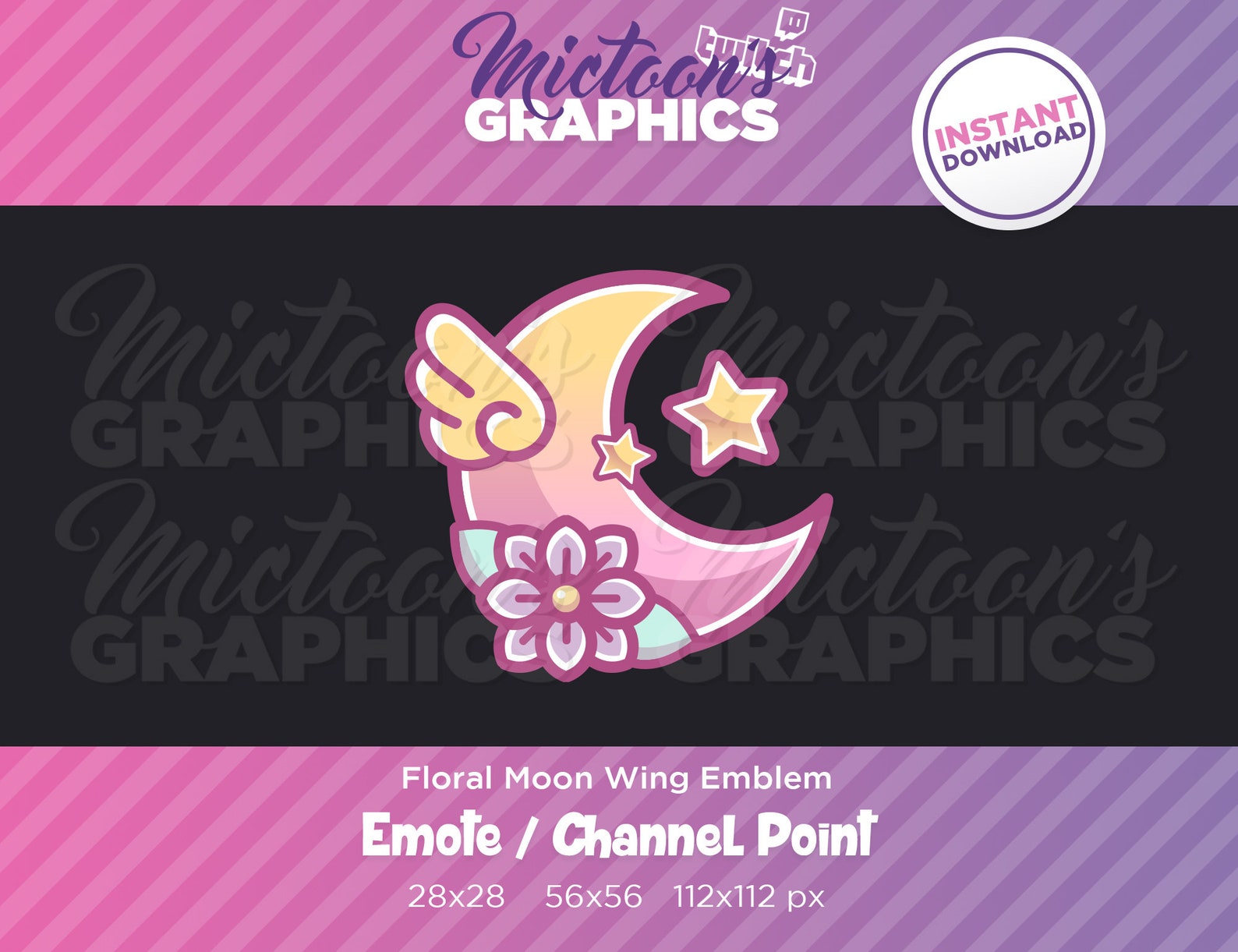 Twitch Floral Wing Moon / Emote / Channel Point / Streamer - Etsy