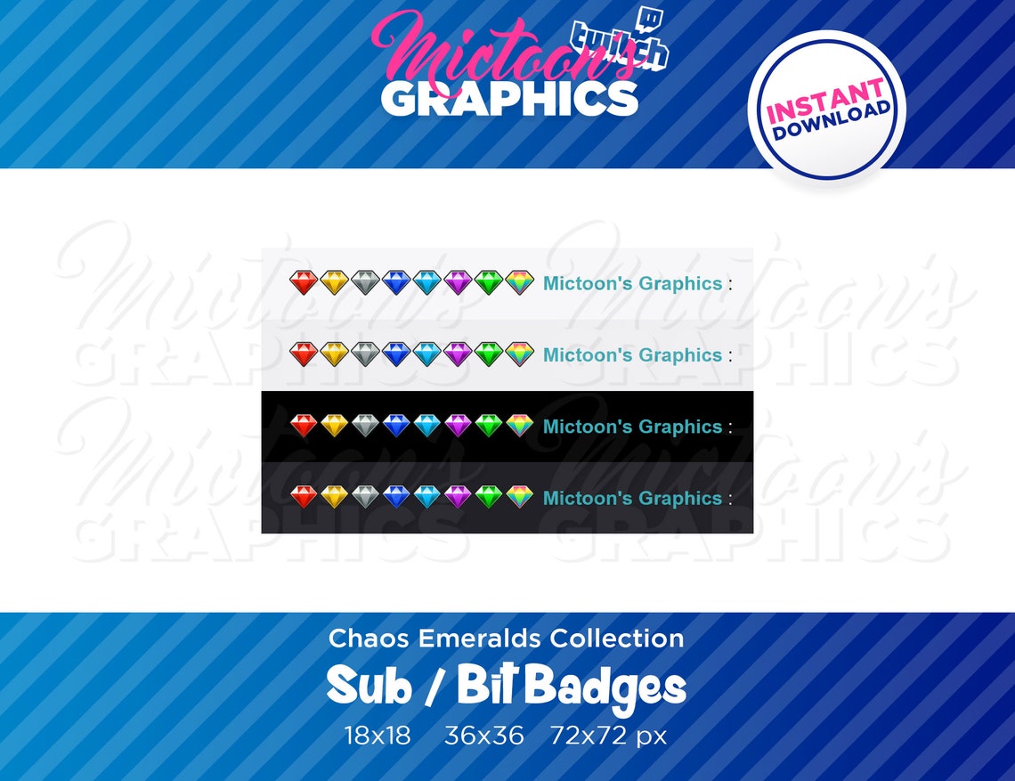 Twitch Chaos Emeralds Sub Badges / Cheer Bit Badges / Set / Collection ...