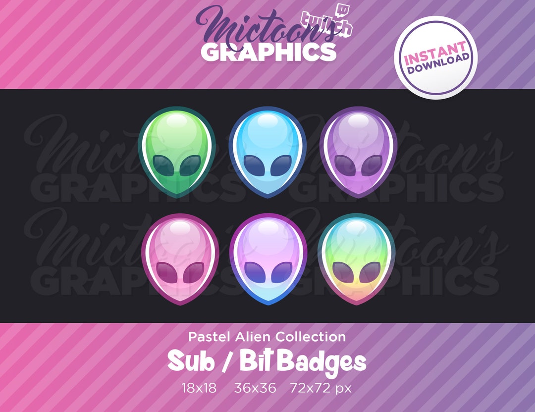 Twitch Alien Sub Badges / Cheer Bit Badges / Streamer Graphics ...