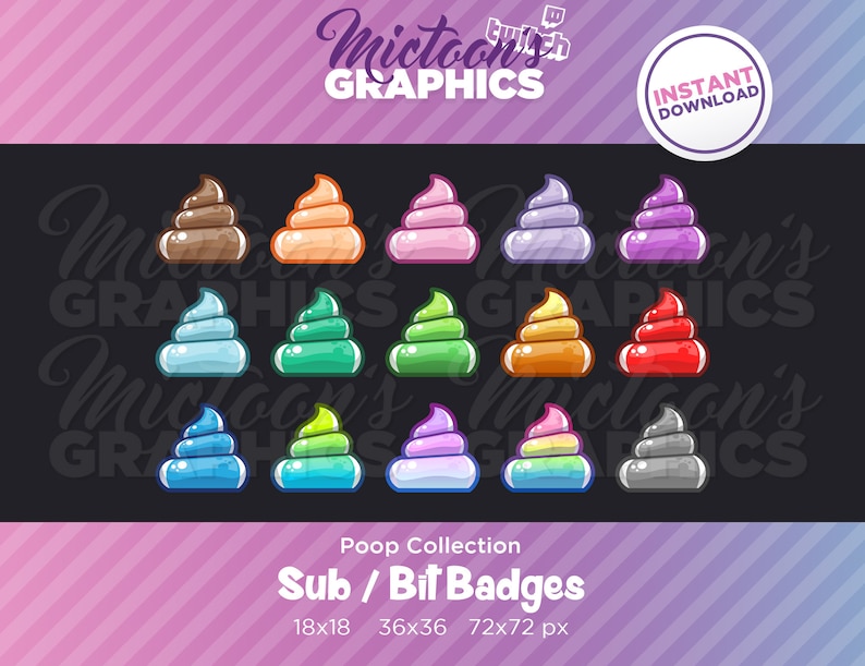 Twitch Poop Sub Badges / Bit Badges / Subscriber Badges / Streamer ...