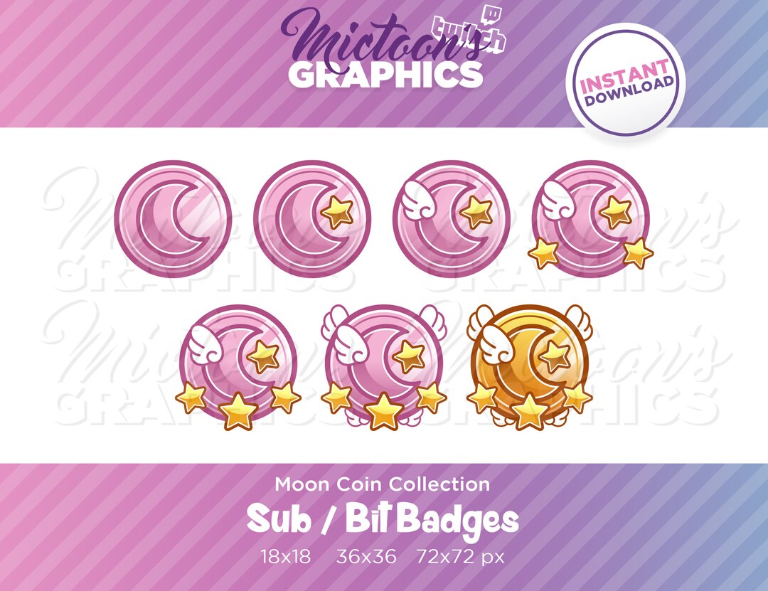 Twitch Moon Sub Badges / Bit Badges / Streamer Graphics / Discord ...