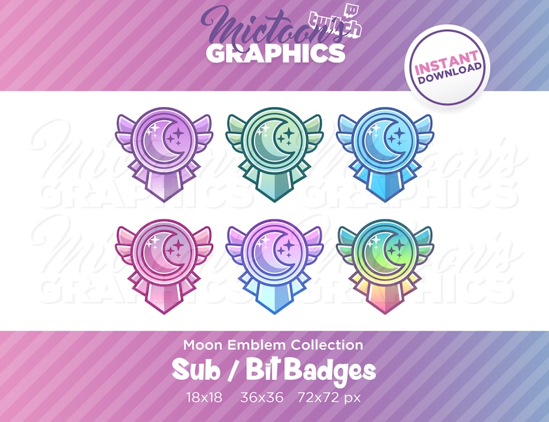Twitch Moon Emblem Collection Sub Badges / Bit Badges / Subscriber ...