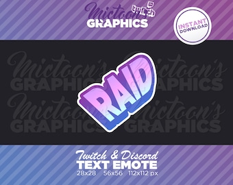 Twitch Raid Emote / Text / Streamer Graphics / Discord / Gamer | Etsy