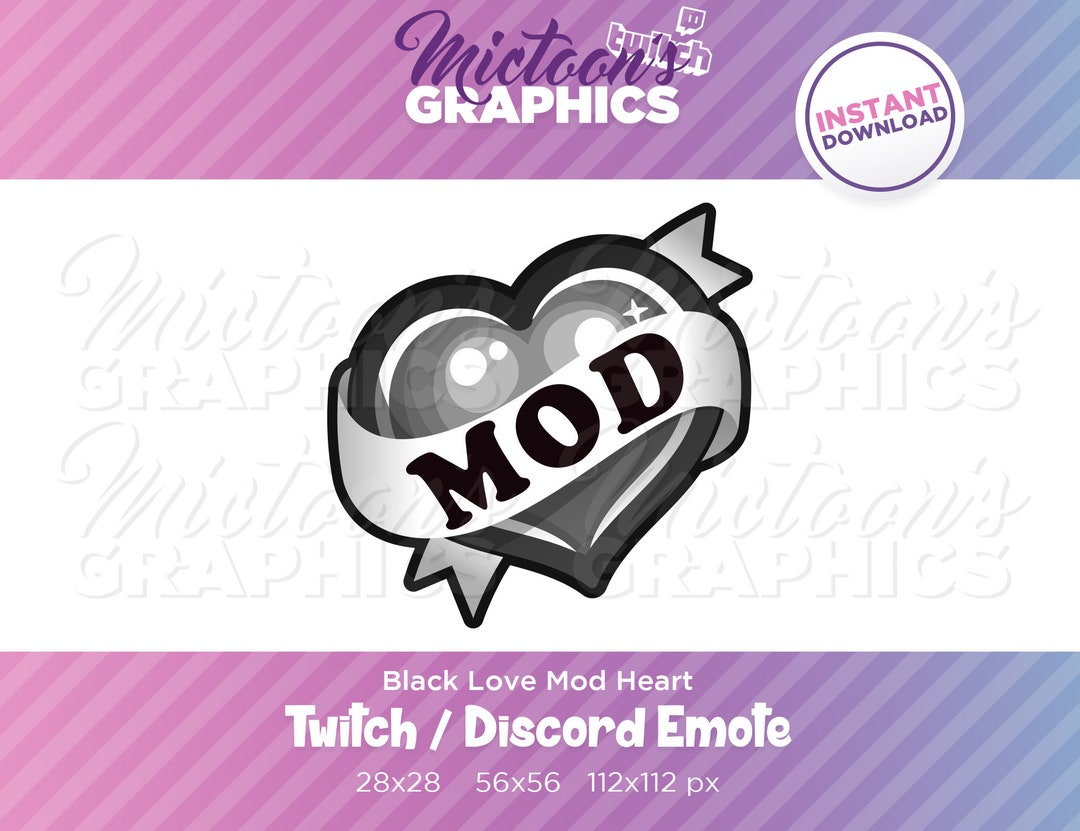 Twitch Mod Love / Emote / Black Heart / Streamer Graphics / Discord ...