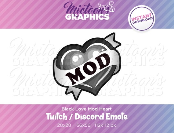 Twitch Mod Love / Emote / Black Heart / Streamer Graphics / - Etsy