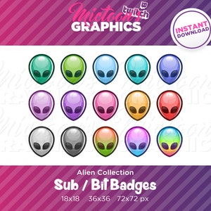 Twitch Alien Sub Badges / Cheer Bit Badges / Streamer Graphics ...
