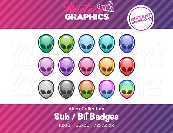 Twitch Alien Sub Badges / Cheer Bit Badges / Streamer Graphics | Etsy