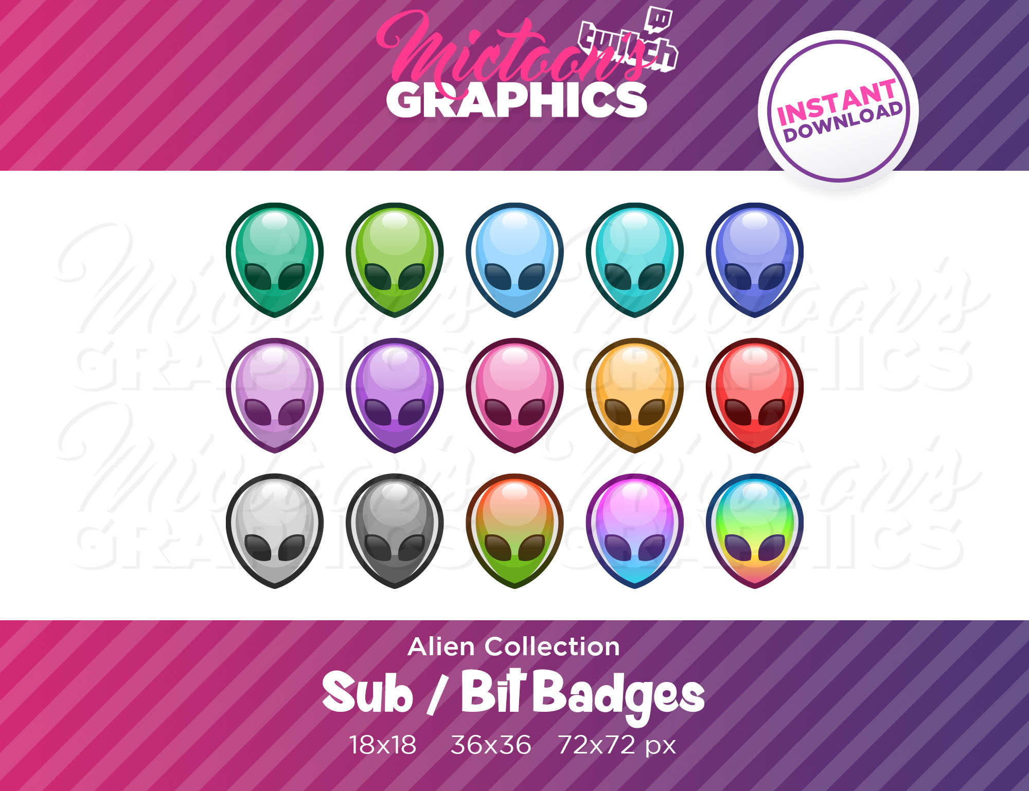 Twitch Alien Sub Badges / Cheer Bit Badges / Streamer Graphics ...
