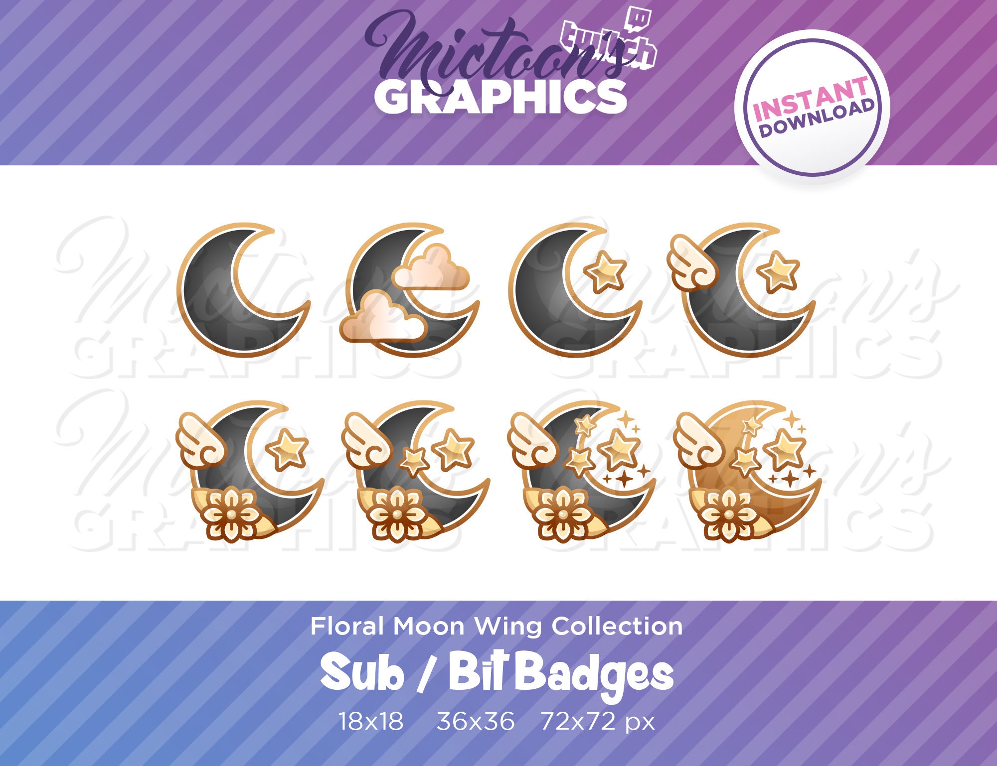 Twitch Moon Sub Badges / Bit Badges / Streamer Graphics / Discord ...