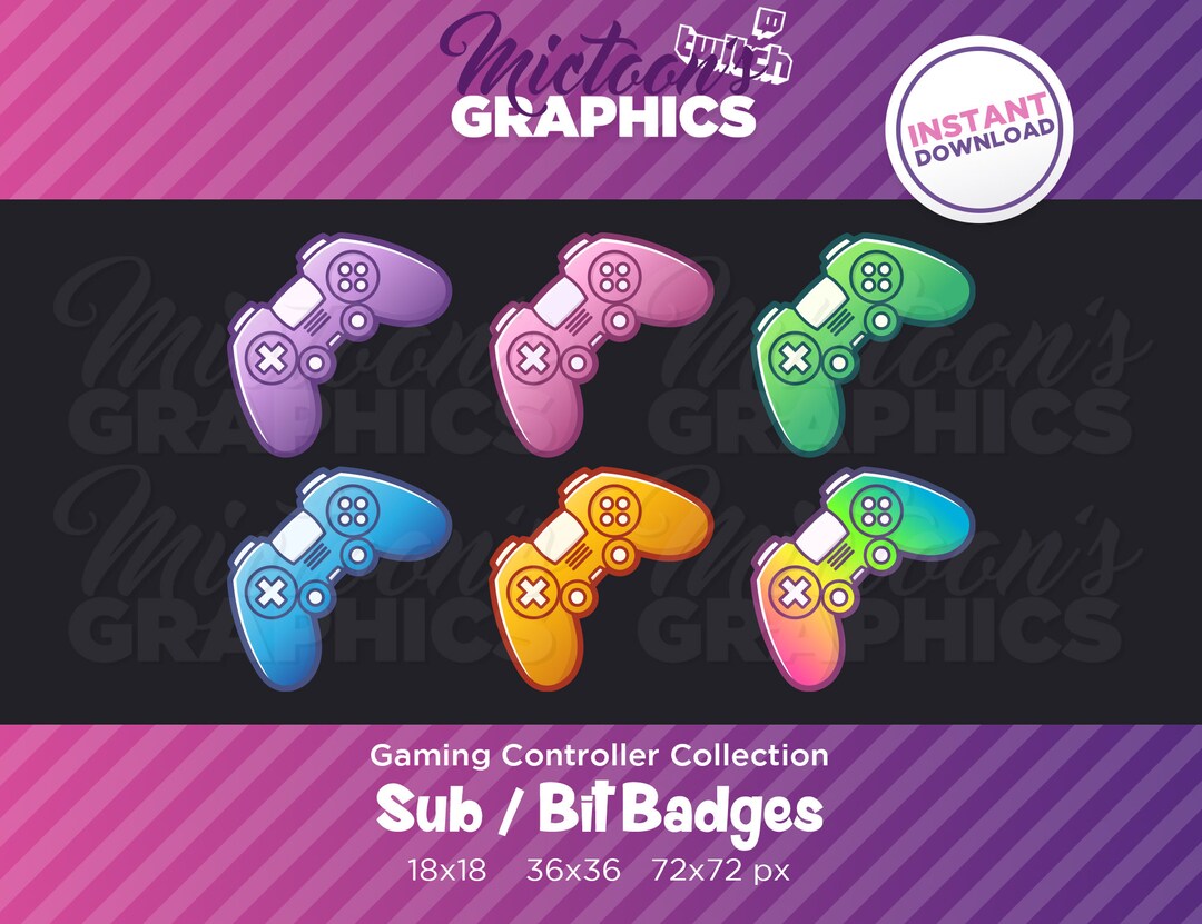 Twitch Gaming Controller Sub Badges / Cheer Bit Badges / Streamer ...
