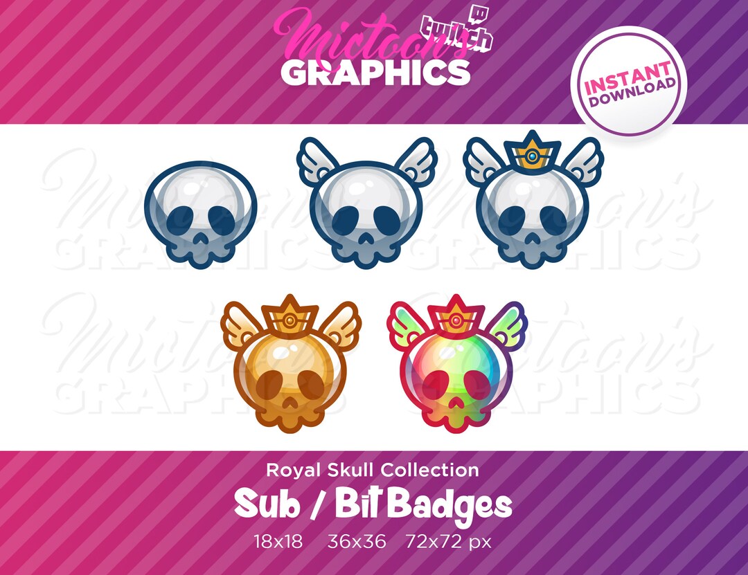 Twitch Skull Collection Sub Badges / Bit Badges / Streamer Graphics ...