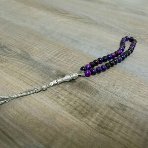 Turkish Islamic 33 Prayer Beads, Tesbih, Purple Tiger Eye Beads ...