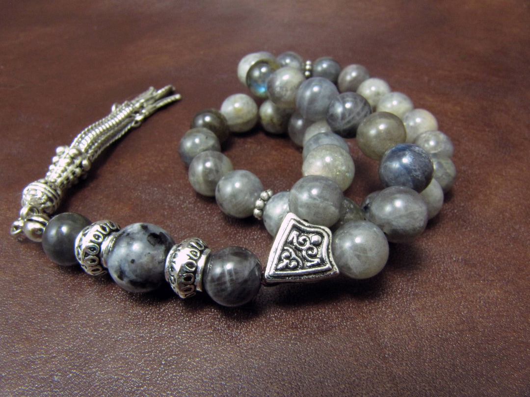 Turkish Islamic 33 Prayer Beads, Tesbih, Labrodite Beads, Tasbih ...