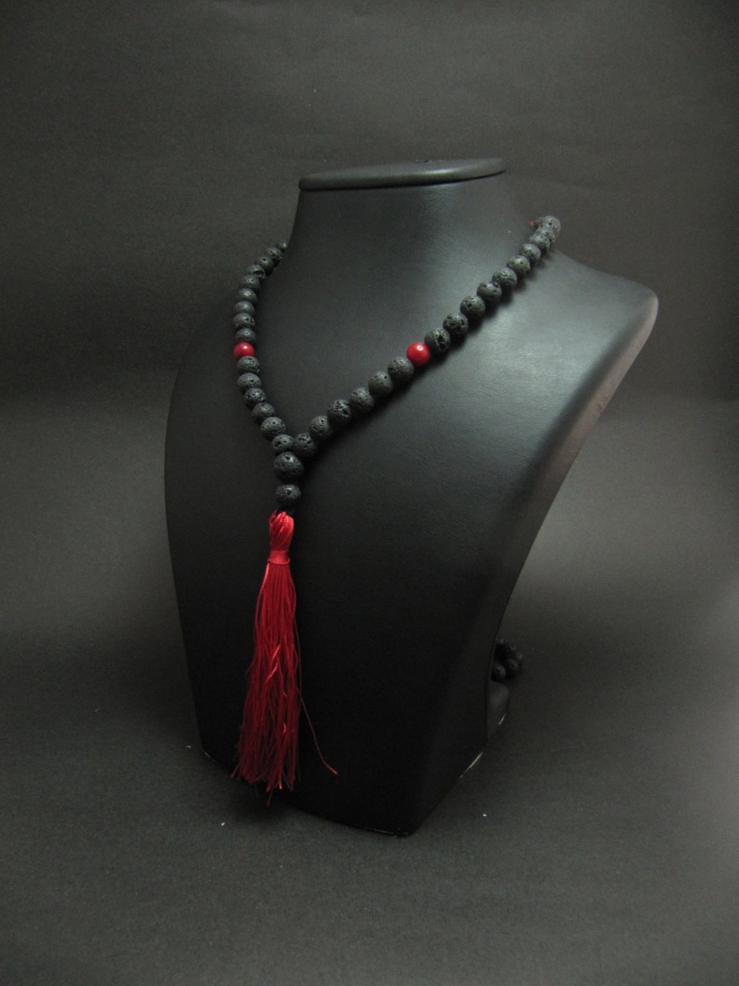 108 Mala Beads,lava Stone & Red Coral, Necklace, Boho Jewelry, Yoga ...