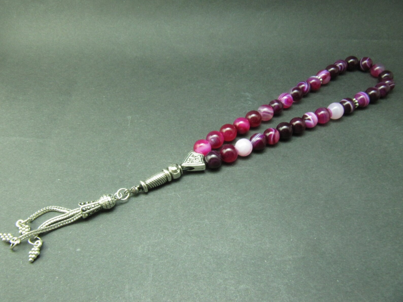 Turkish Islamic 33 Prayer Beads, Tesbih, Pink Agate Beads, Tasbih ...