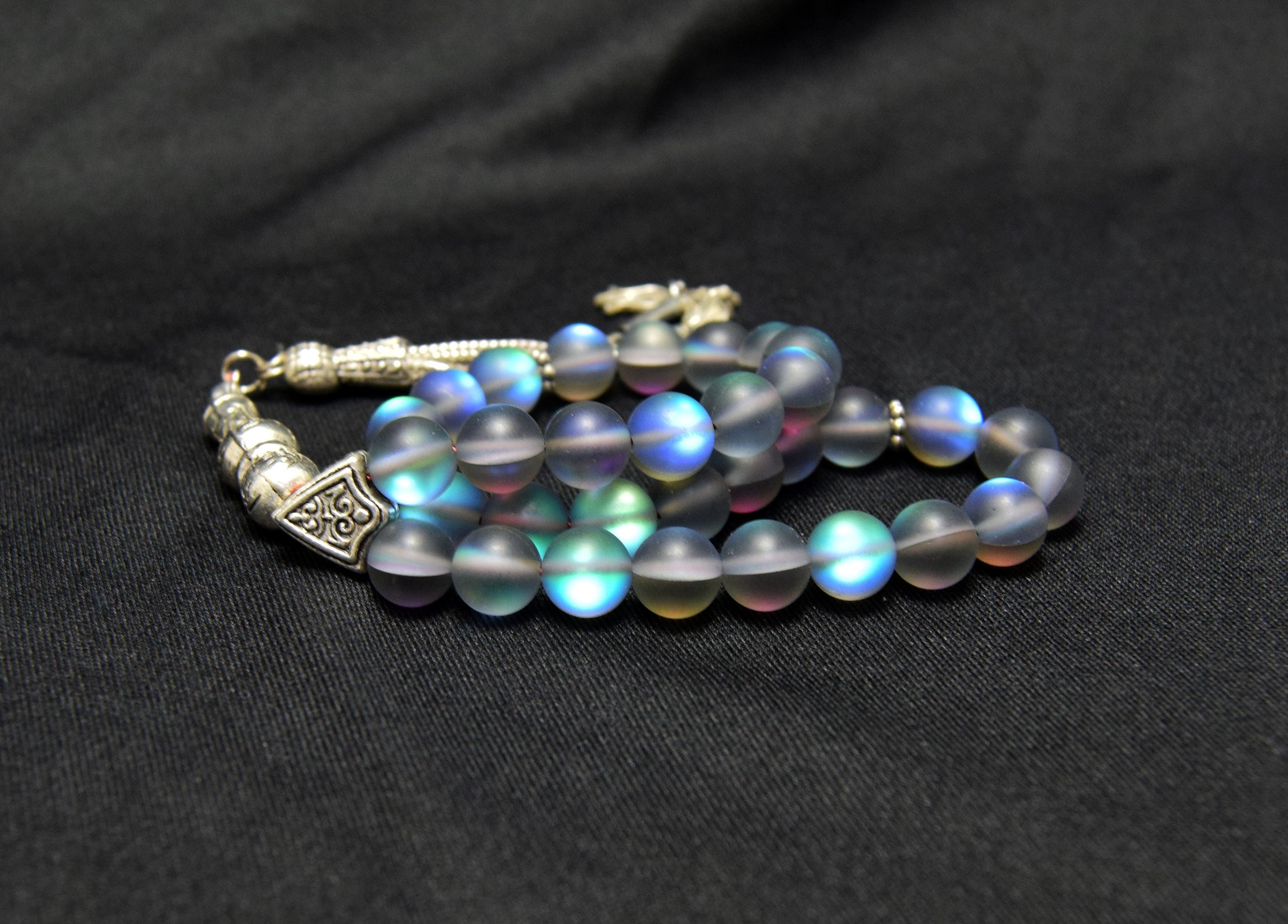 Turkish Islamic 33 Prayer Beads, Matte Aura Quartz Tesbih, Tasbih ...