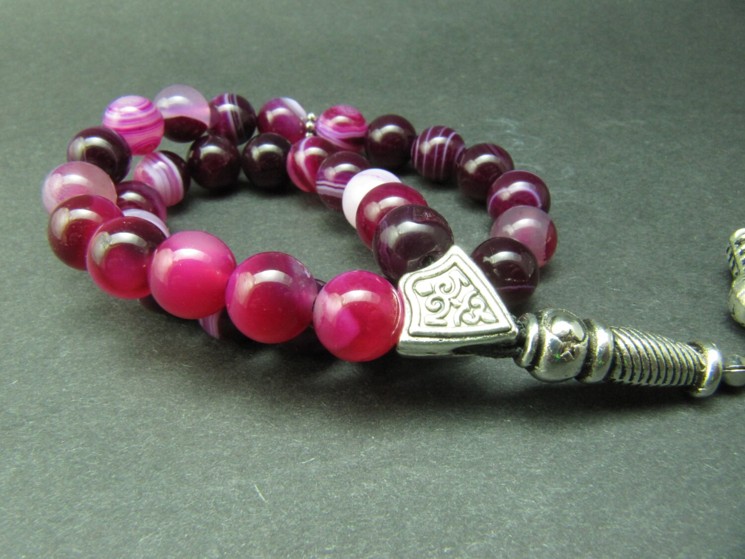 Turkish Islamic 33 Prayer Beads, Tesbih, Pink Agate Beads, Tasbih ...