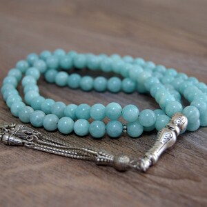 Turkish Islamic 99 Prayer Beads, Tesbih, Amazonite Beads, Tasbih ...