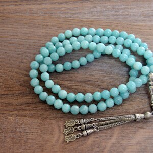 Turkish Islamic 99 Prayer Beads, Tesbih, Amazonite Beads, Tasbih ...