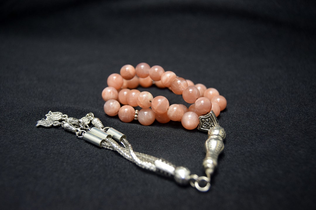 Turkish Islamic 33 Prayer Beads, Tesbih, Pink Moon Stone Beads ...