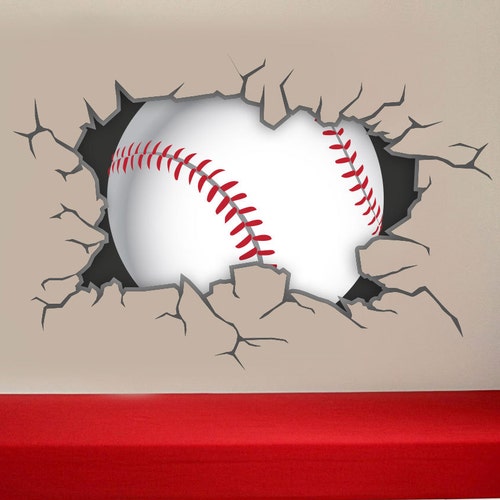 Baseball Breaking Through Bursting Shattering the Wall Decal - Etsy
