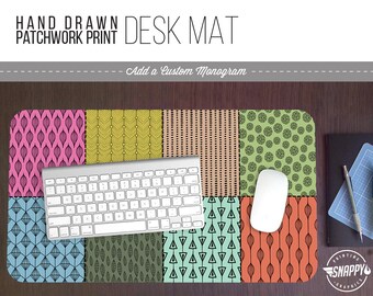 Pastel Triangle Wood Pattern Print Desk Mat w/ Custom Monogram | Etsy