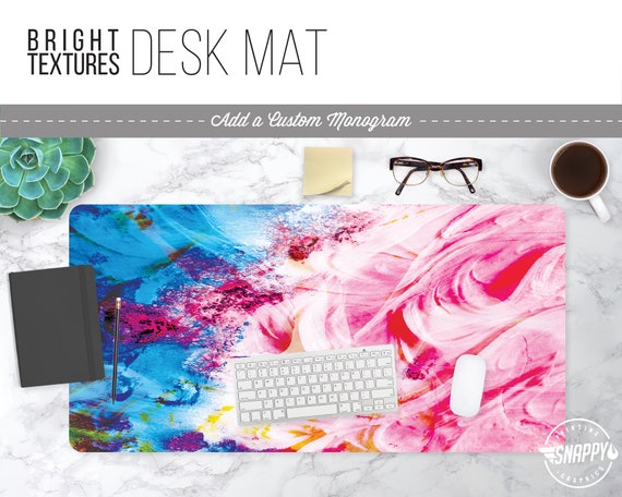 Bright Texture Print Desk Mat W/ Custom Monogram 3 Sizes | Etsy