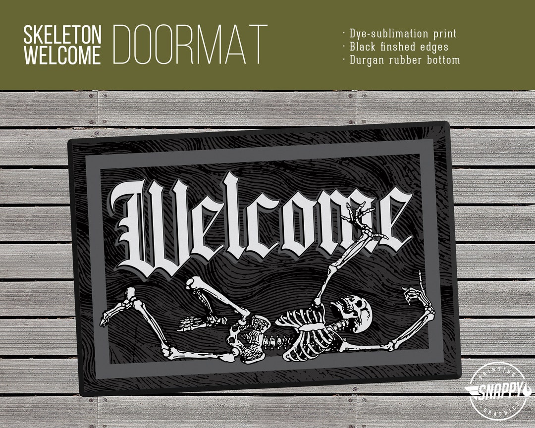 Skeleton Welcome Doormat – Dye-sublimation Print, Rubber Bottom - Etsy