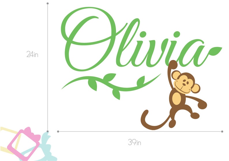 Monkey Monogram Wall Decal Custom Wall Decal for Boy or Girl - Etsy